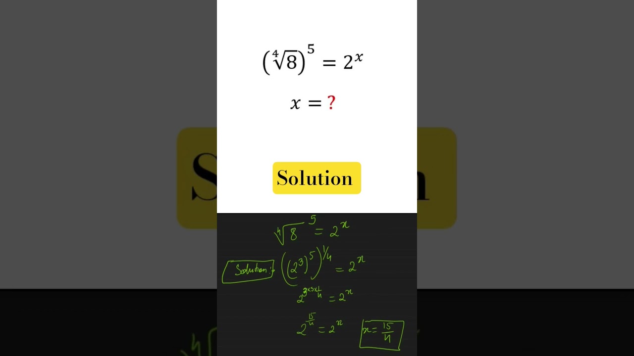 Solution of the Exponent problem #mathsolutions #ytshorts #maths #olympiad #matholympiad