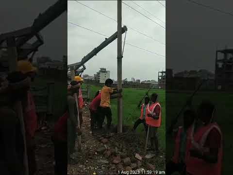 Pole Erection of 8 meter PSC pole
