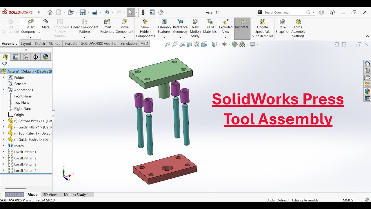 SolidWorks Press Tool Assembly | Assembly Tutorial for Beginners