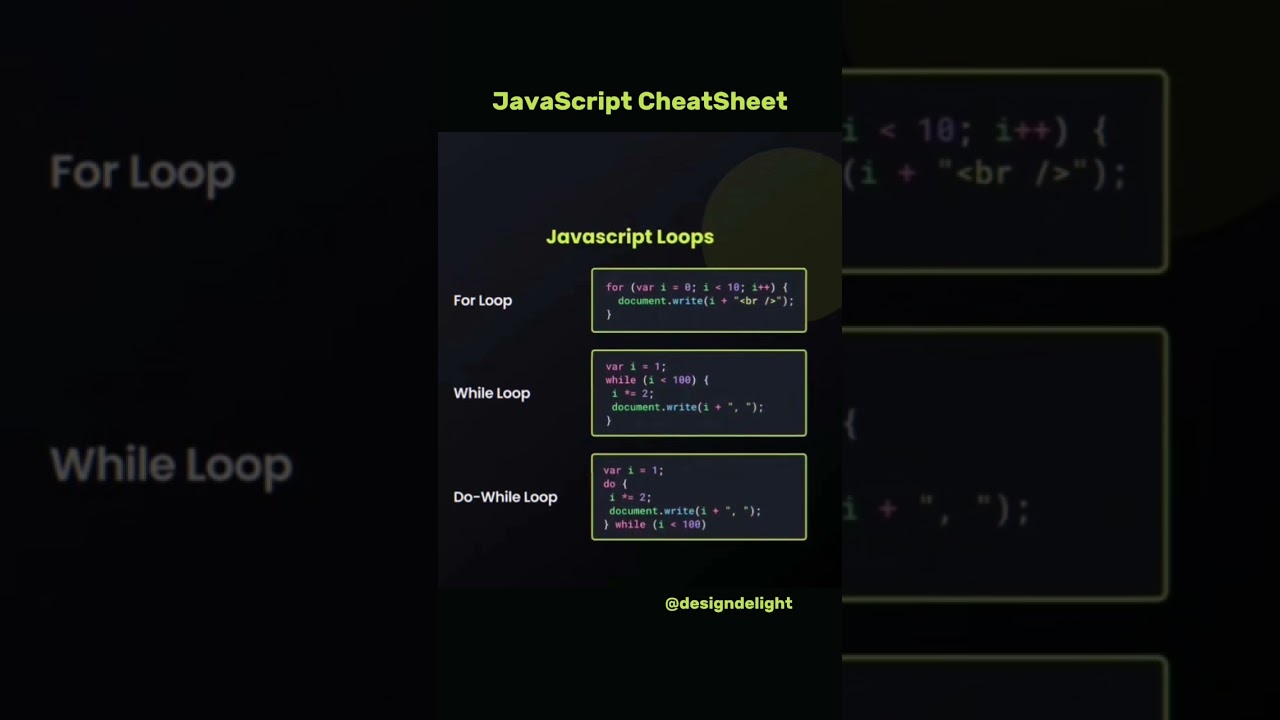 JavaScript CheatSheet Part 4 JavaScript Loops #coding #webdesign #viral #css #webdevelopment #html