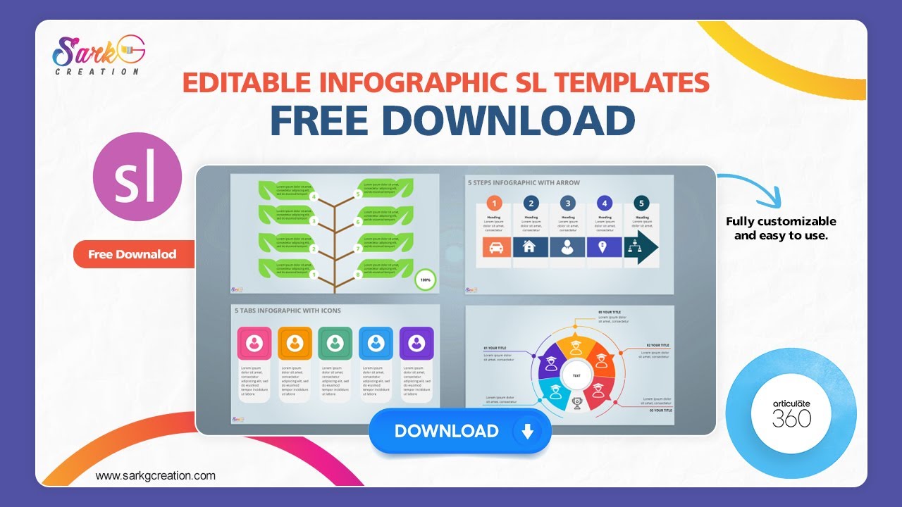 Create Stunning eLearning Slides | Animated Infographic Templates | Free Storyline Template Download