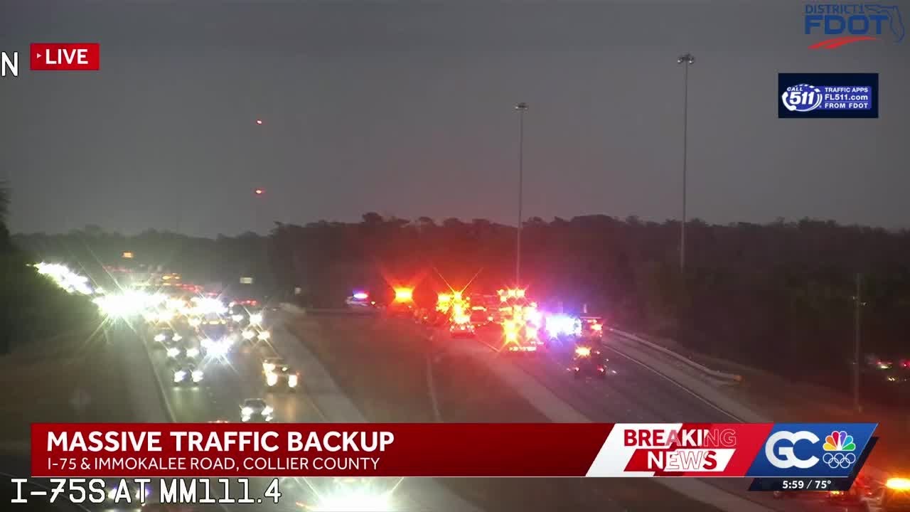Crash shuts down northbound lanes along I-75 near Immokalee Rd in Collier County