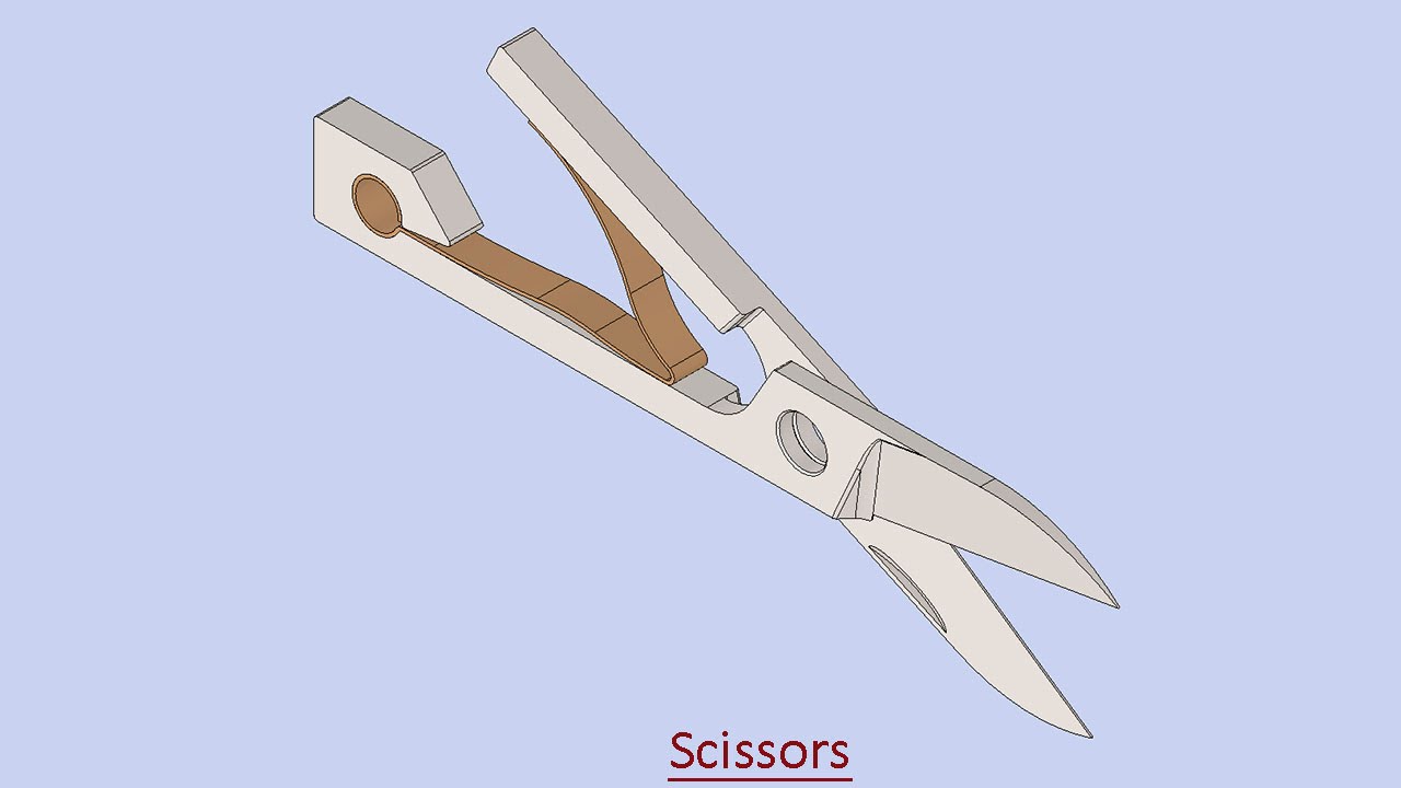 Scissors-Spring Loaded (Video Tutorial) SolidWorks