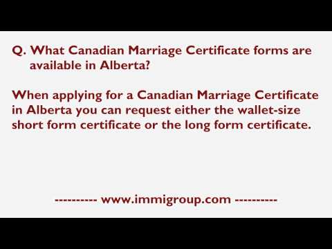 What Canadian Marriage Certificate Forms Are Available In Alberta?