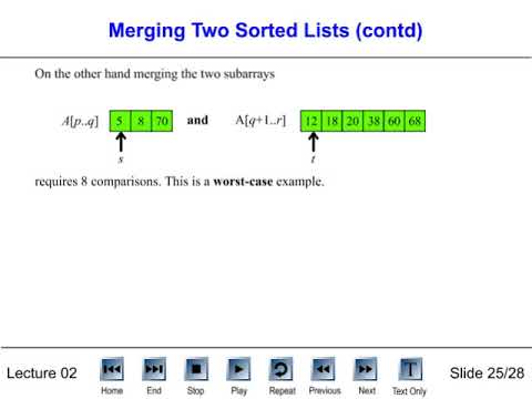Lecture 2: Merging two sorted lists problem analysis (cont.) 16
