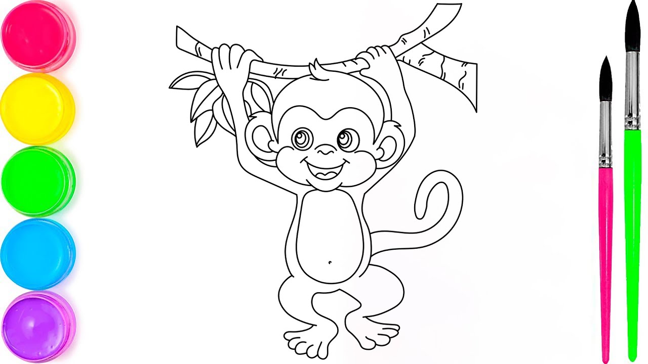Monkey Coloring Page for Kids | Fun Animal Drawing and Coloring Video | Coloring Page Activity
