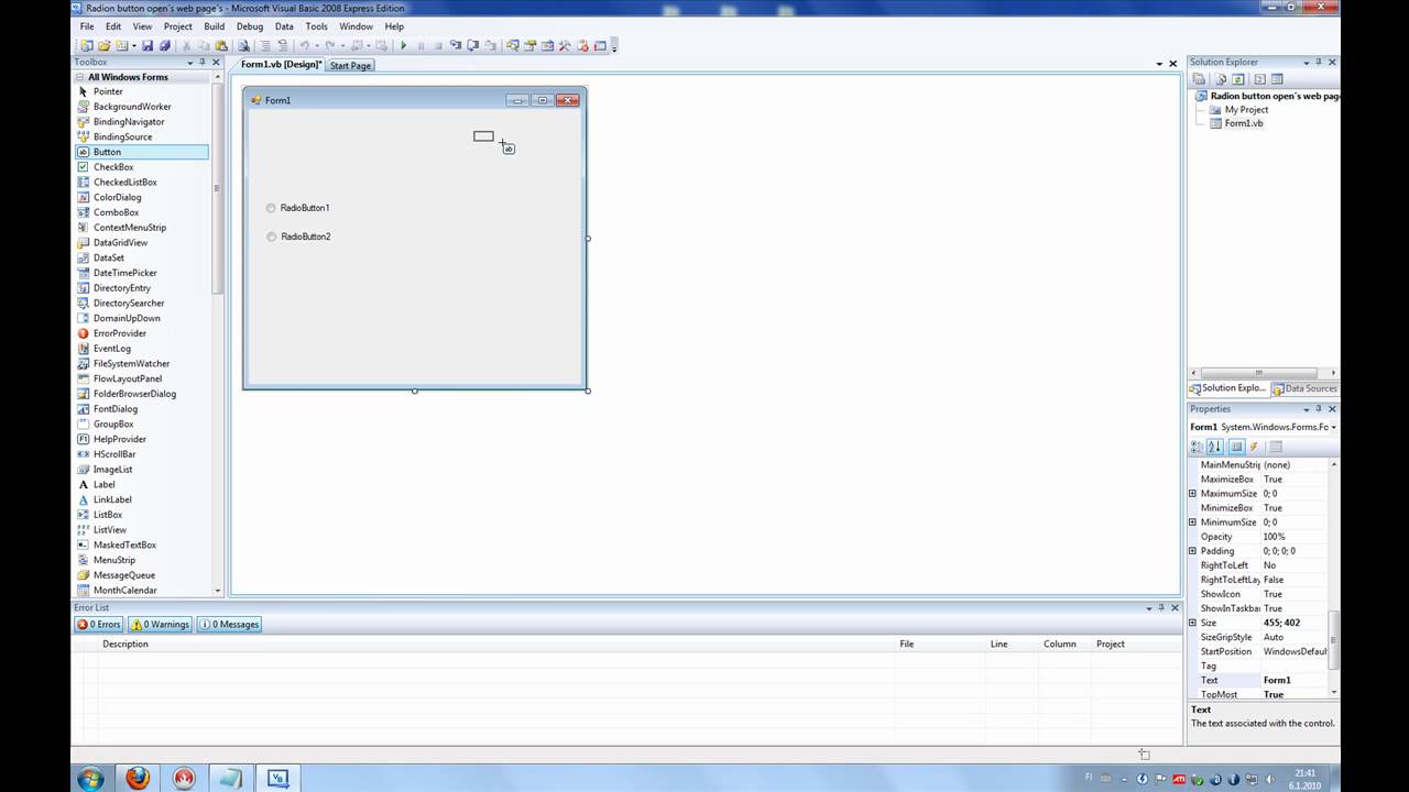 Radiobutton Visual Basic 2008 (HD)