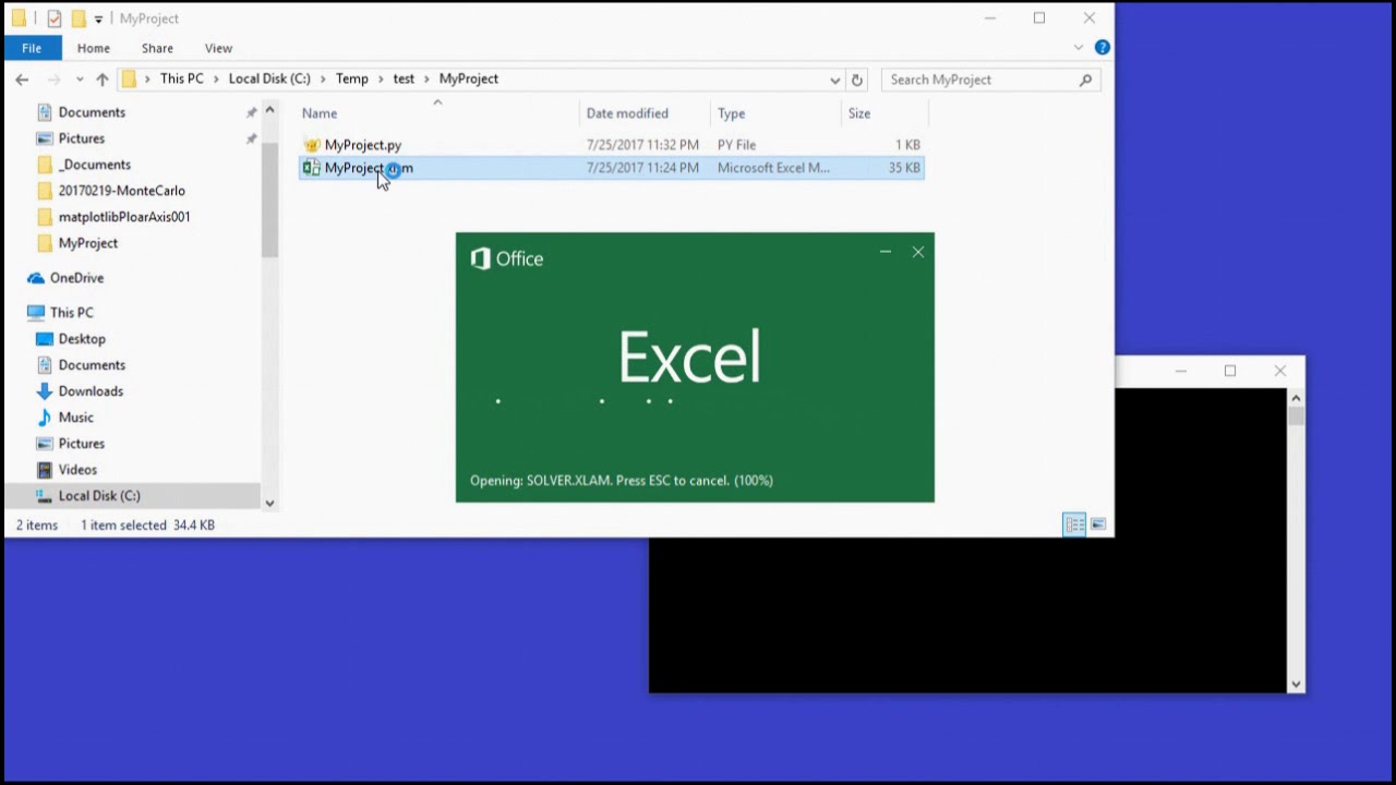 Using Python Graphics in Microsoft Excel