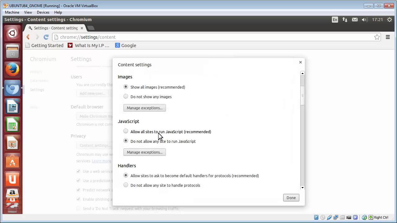 Enable/Disable JavaScript in Chromium web browser (LINUX)