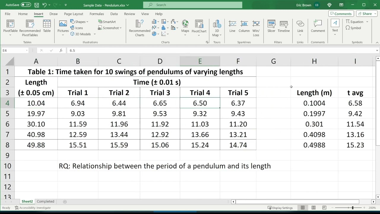 Data Processing in Excel & Results Tables - IB Physics Lab Tutorial