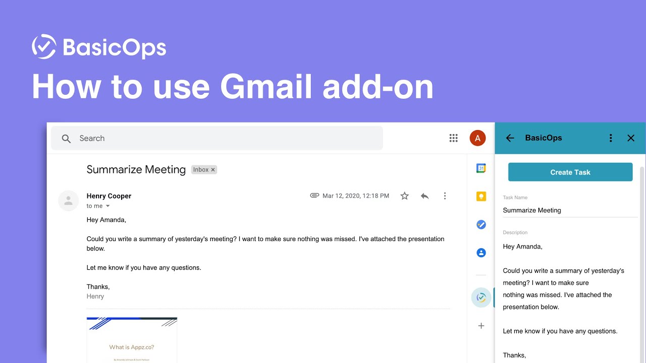 BasicOps: How to use Gmail add-on