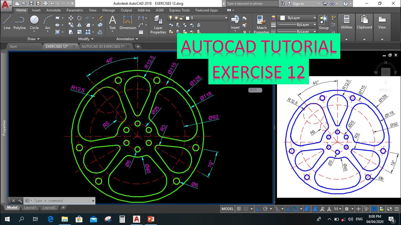 AUTOCAD 2D EXERCISE 12