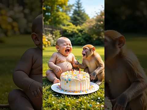 Monkey Picked Up the Cake and Smashed It on the Baby’s Face ???????? | You Won’t Believe His Reaction!