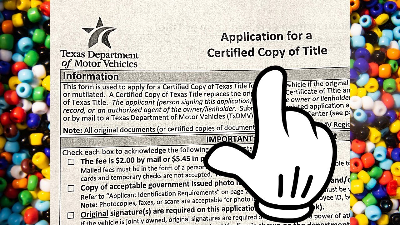 Copy of a Texas Car Title - Lost Car Title - VTR-34 Form