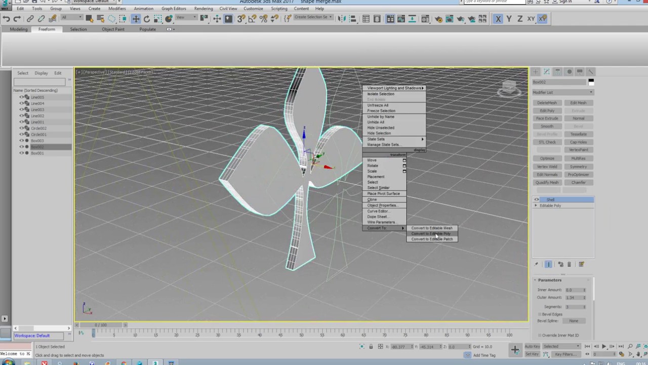3ds max 2017 shape merge tutorial