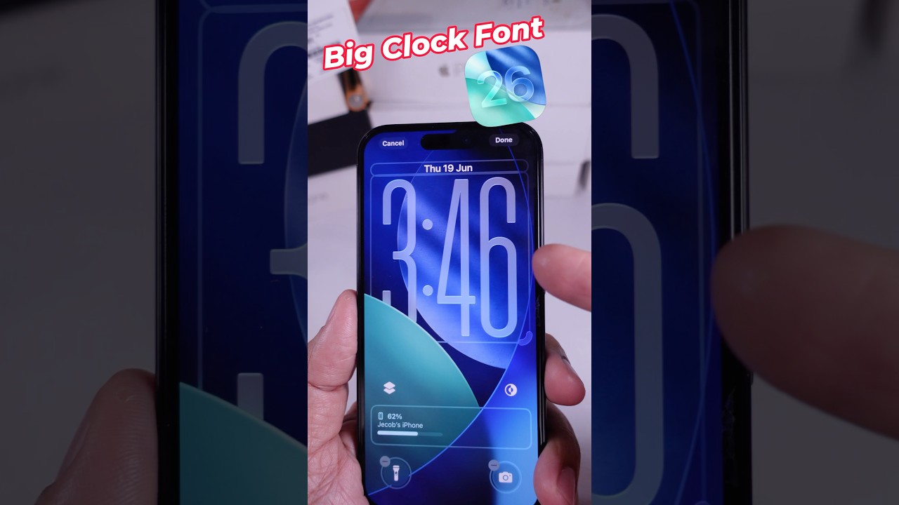 iOS 26 Big Clock Font on Lock Screen iPhone #iphone #ios26