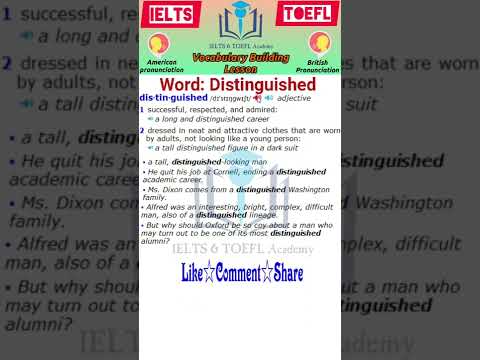 Distinguished meaning and example + American and British pronunciations