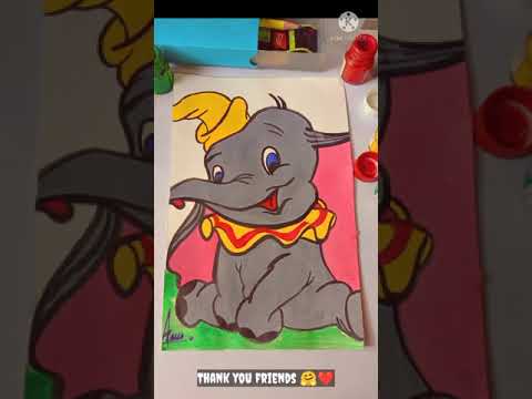 Disney dumbo painting🎨 ll elephant🐘 ll aapu ll #Artisticsaee, #Saee'sArt ll Cartoon drawing ll