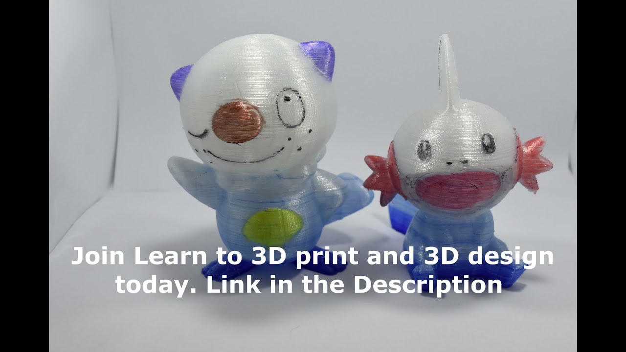 3D printed time-lapse Pokemon Mudkip and Oshowatt