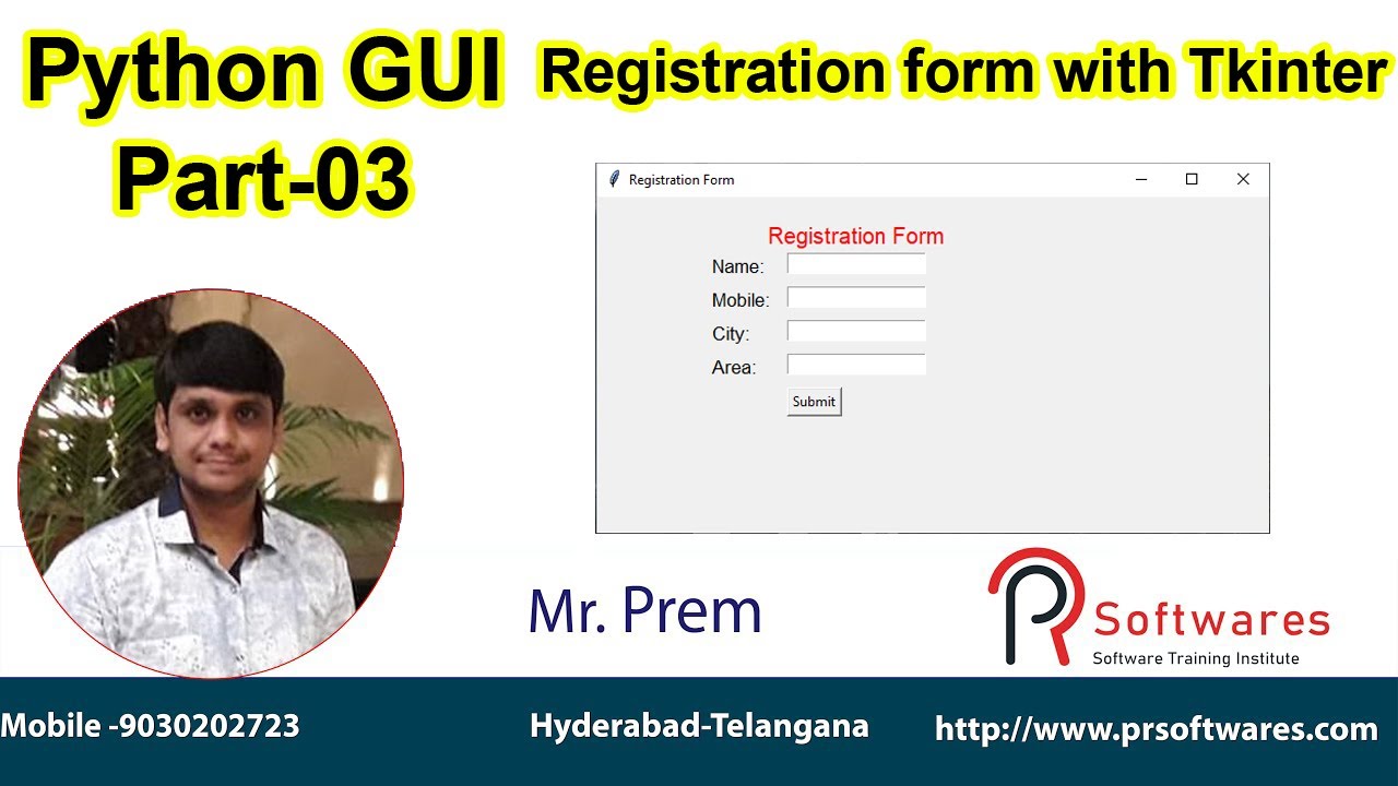 tkinter registration form in python using tkinter | Tkinter Tutorial for beginner