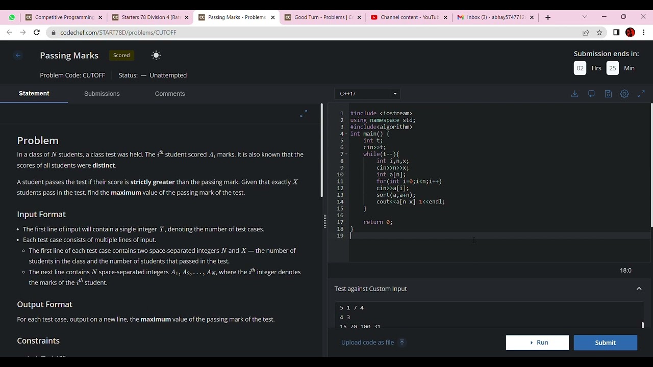 Passing Marks   Problems   CodeChef