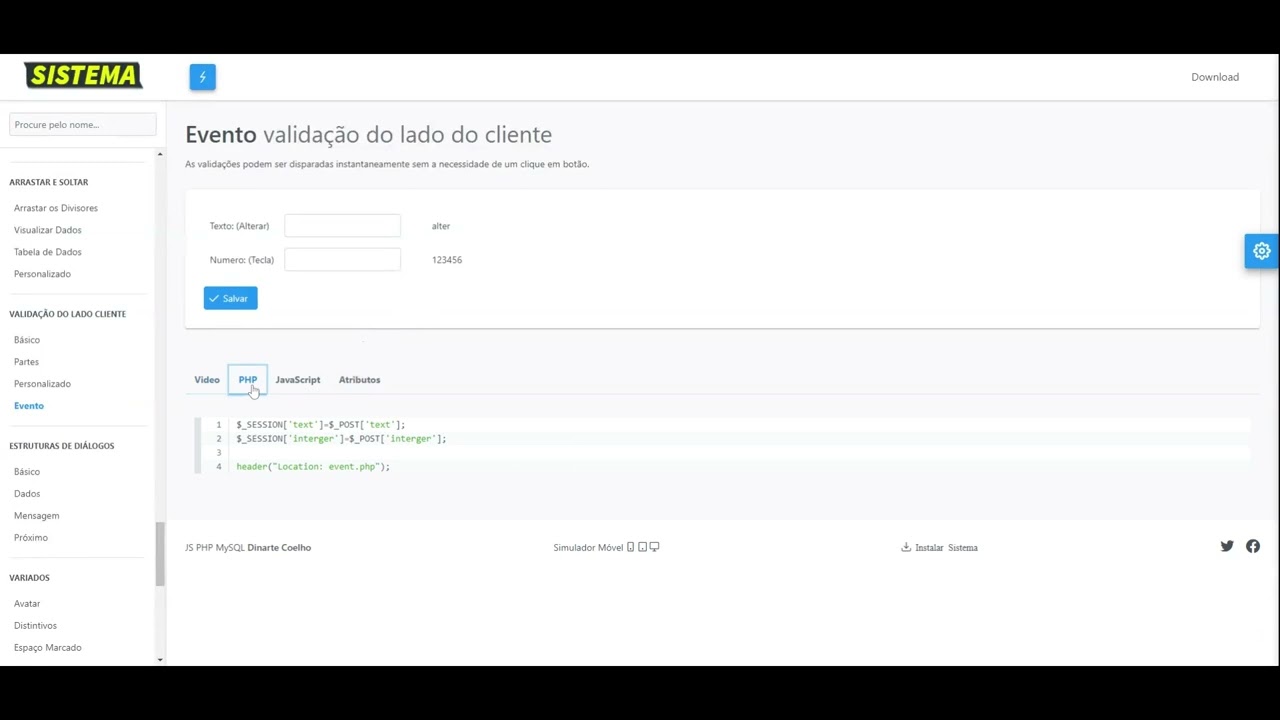 Evento de Validação do lado do cliente JavaScript