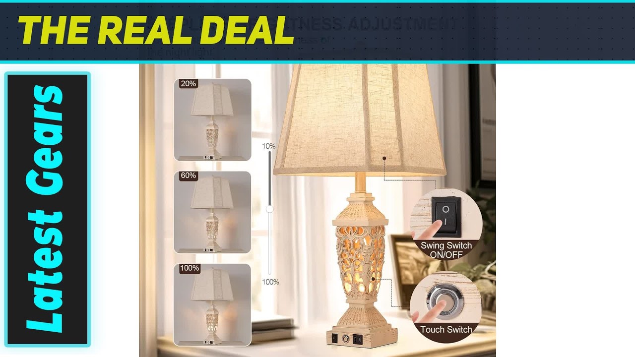 AIDENOEY Farmhouses Table Lamp: Amazing Vintage Look, Powerful USB-C Charging Hub