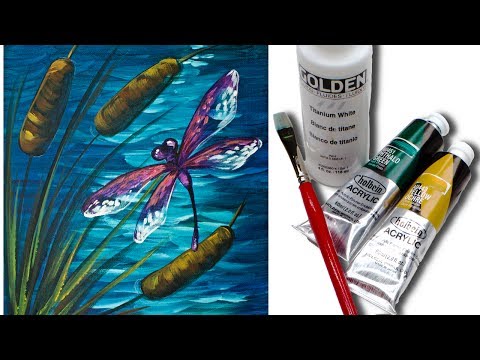 Dragonfly Pond Easy Beginner Acrylic Painting Tutorial 🍃💜🎨 | TheArtSherpa