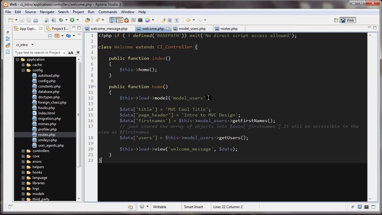 CodeIgniter Tutorial 2   Intro to MVC Pattern mp4