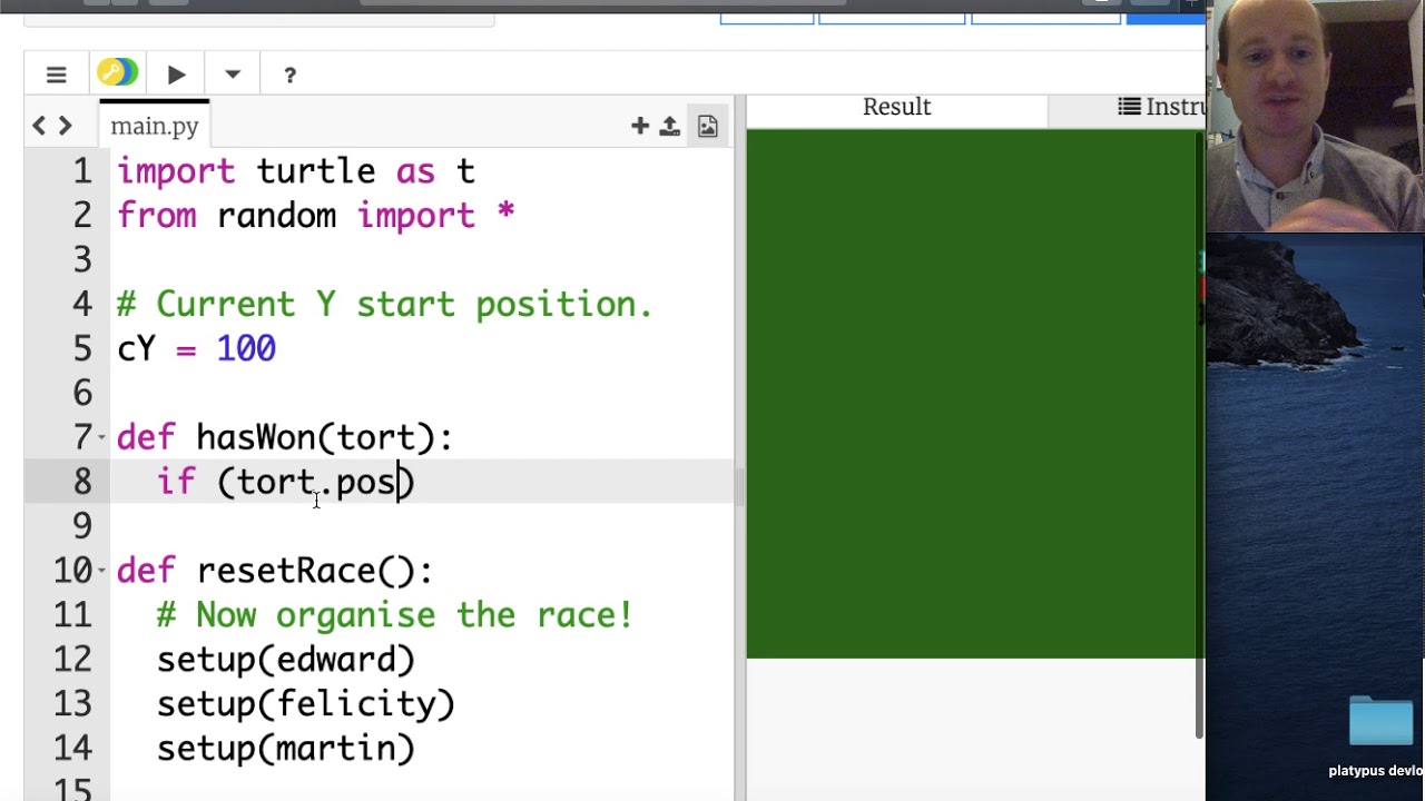 python tutorial: turtle racing video 3