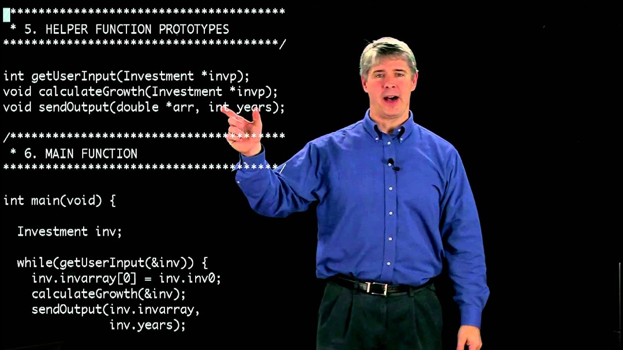invest.c, part 4/5: helper function prototypes and main (Kevin Lynch)