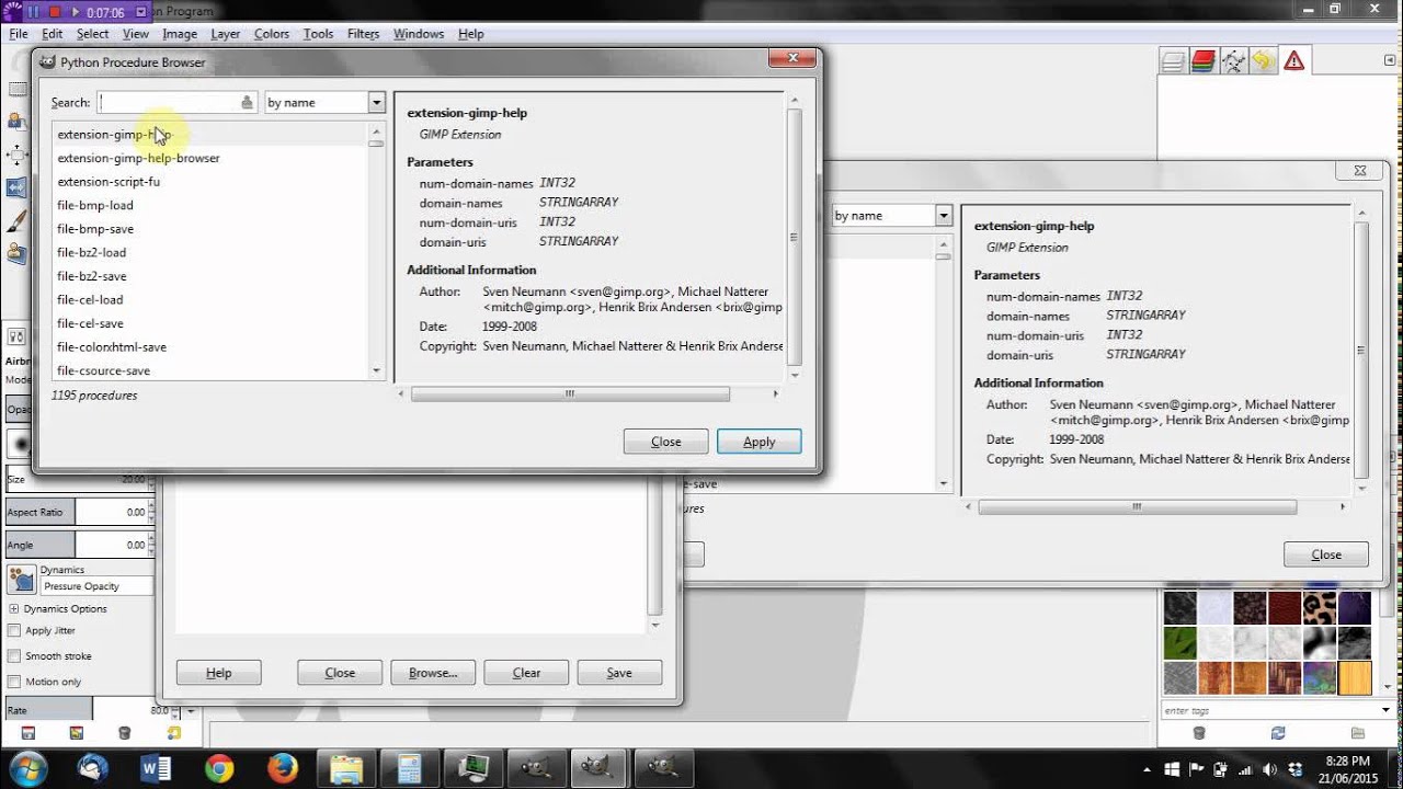 Gimp Scripting: Python Fu, The Procedure Database