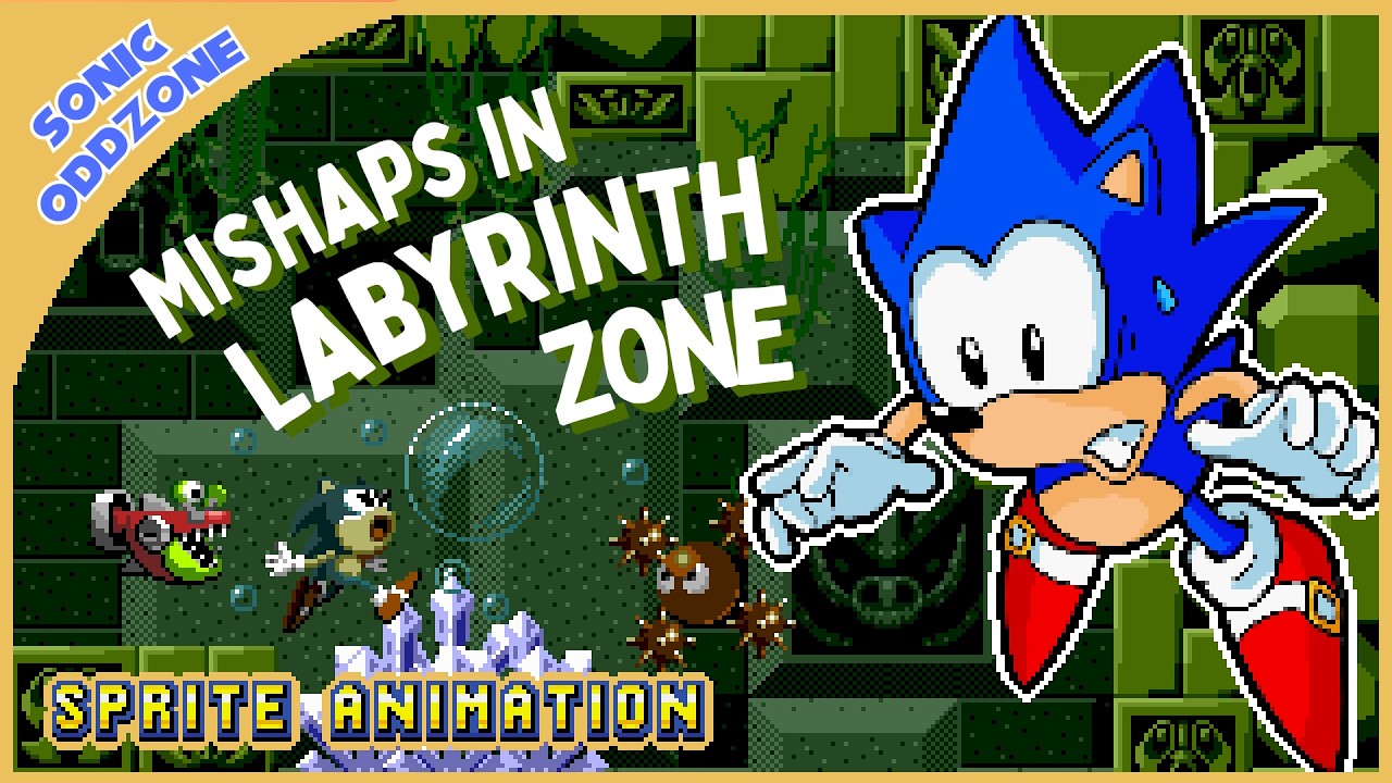 Sonic Oddzone - Mishaps in Labyrinth Zone (16 bit Sprite Animation)