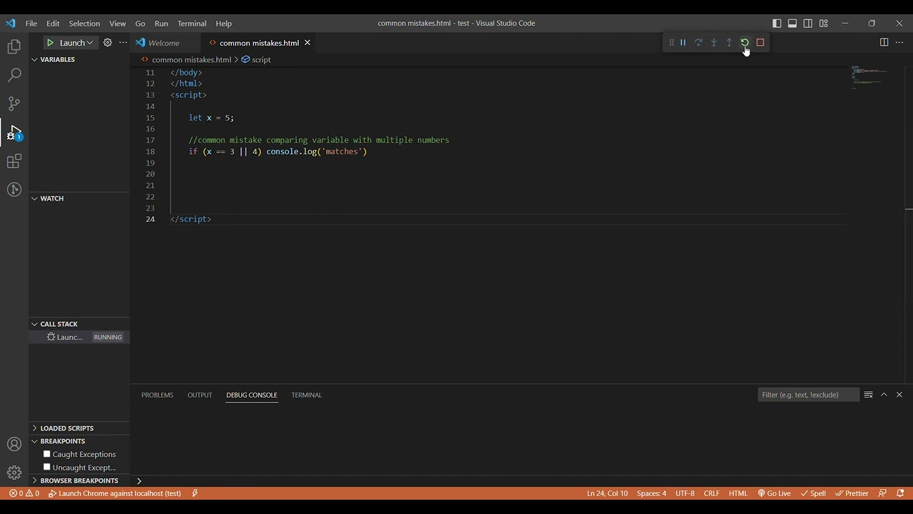 Javascript common mistakes comparing variables to multiple values
