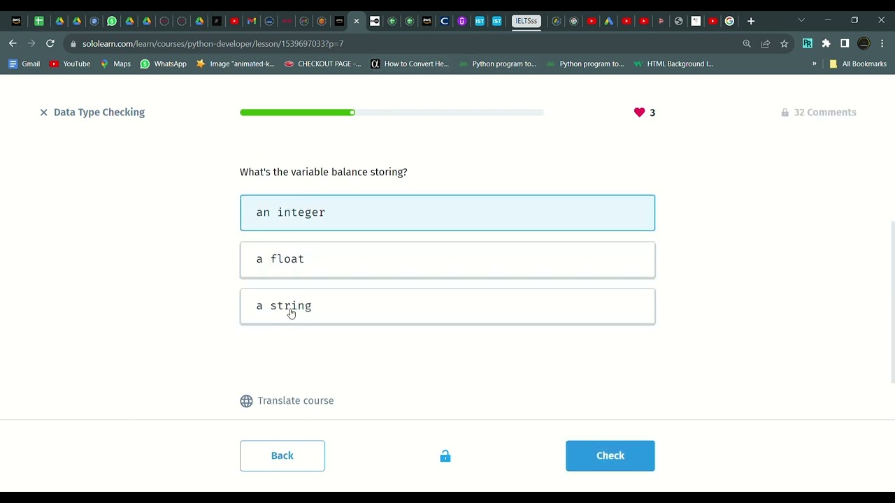 24 Data Type Checking | Python Developer | Sololearn