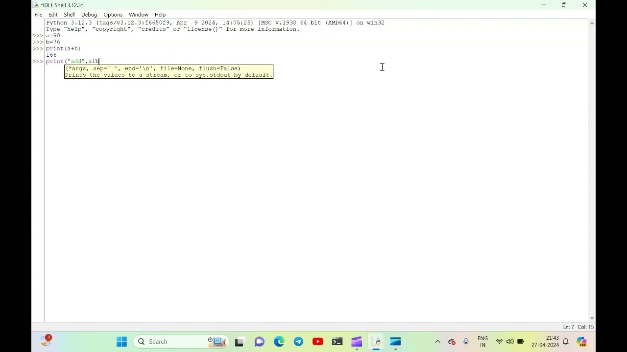 Python Basic// Two modes of python//Interactive mode.