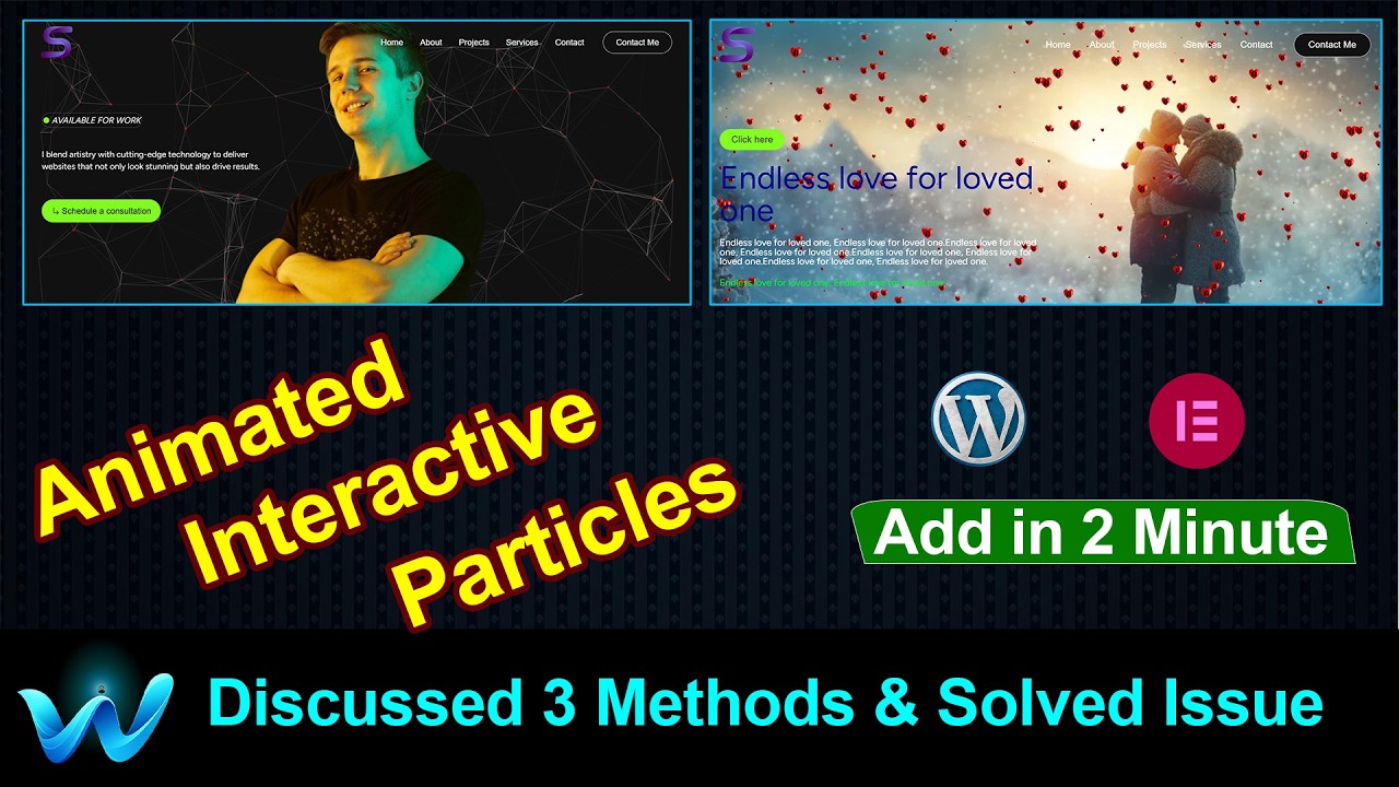 Animated Interactive Particle Effect, Add Your Website in 2 Minutes, 3 Methods & Solved Some Issues