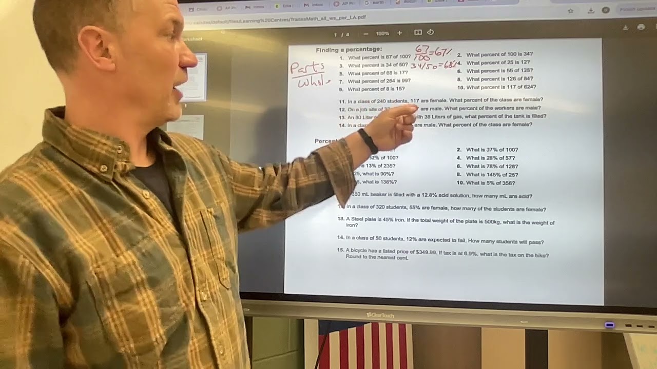Percentage Worksheet 1