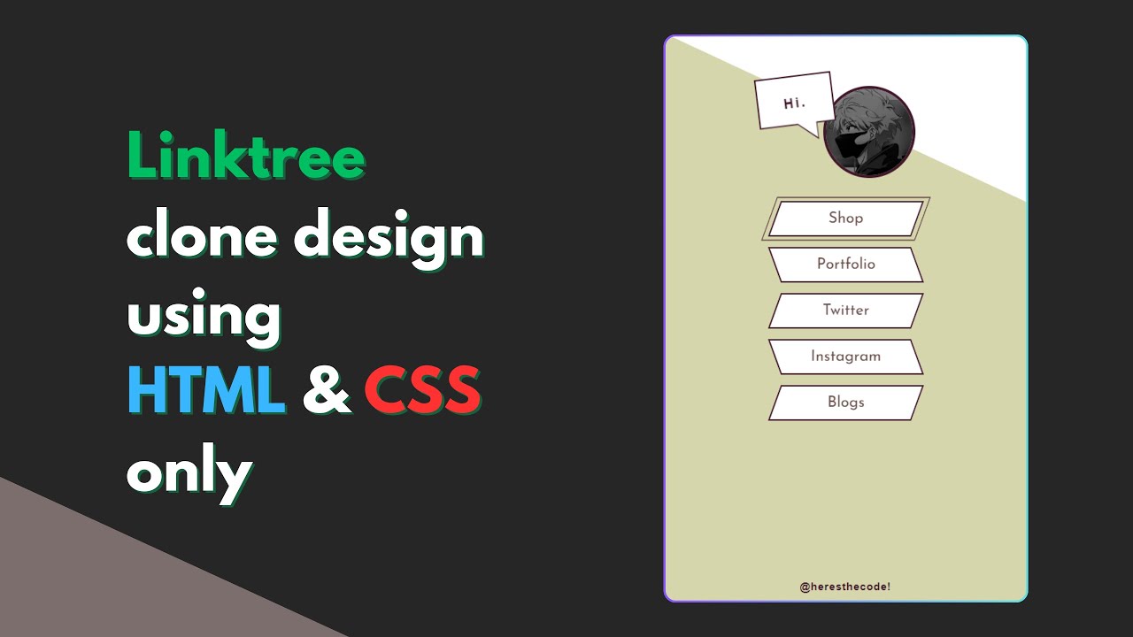 How to make Linktree clone design using only HTML and CSS | #heresthecode #coding