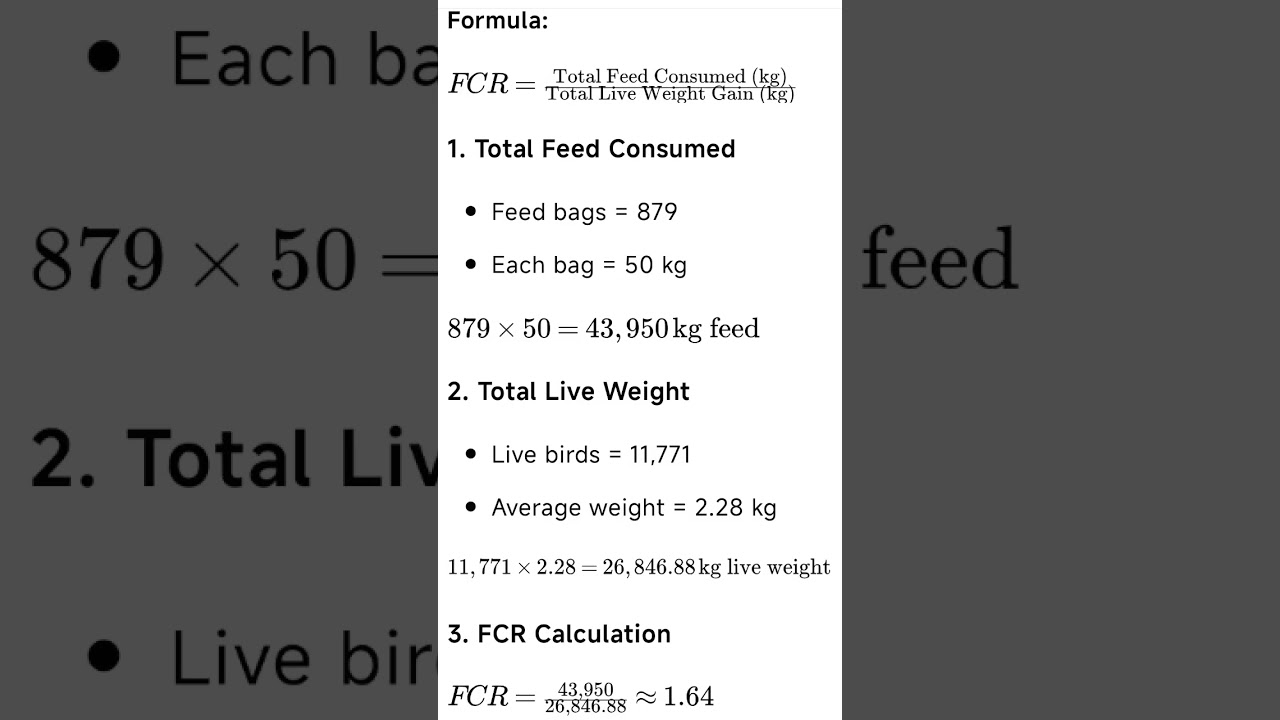 Poultry Farm F.C.R Formula