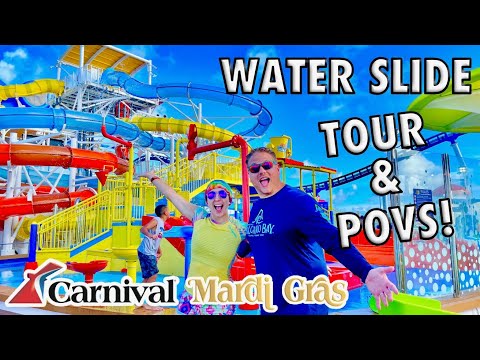 Carnival Mardi Gras WaterWorks: Tour, POVs, & Restrictions! | Onboard Waterpark & Splash Pad Info!