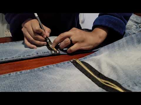 DIY JEANS | zipper knee jeans