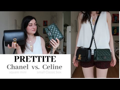Chanel square mini vs Celine small classic box; SIZE; PRICE, WHAT FITS + MOD SHOTS| Prettite