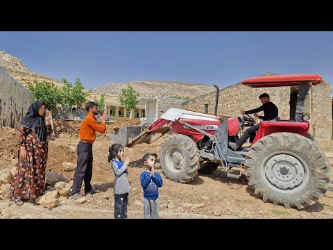 The joy of Amina and his children from the excavation of the land by Sajjad and the loader