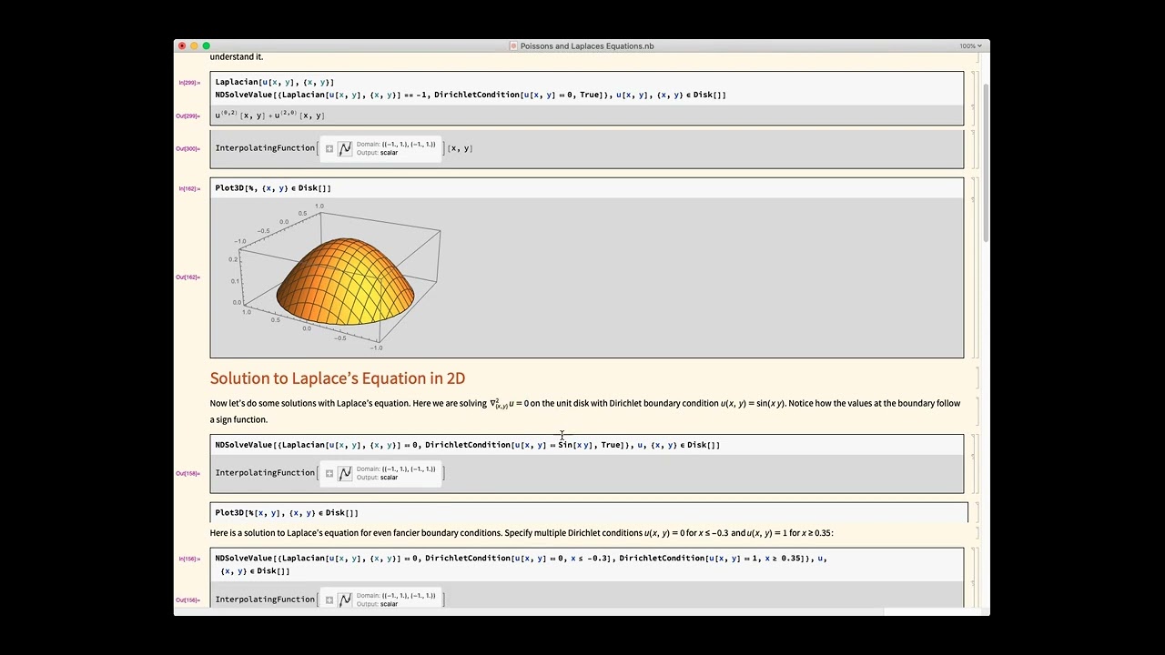 54. Evaluating Poisson's an Laplace's Equation in Mathematica