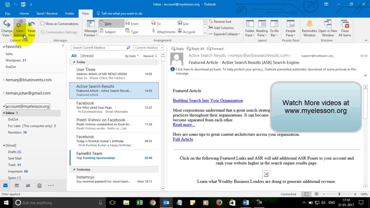 How to Manage Inbox In Outlook - Learn Excel Course, MS Word Course ...