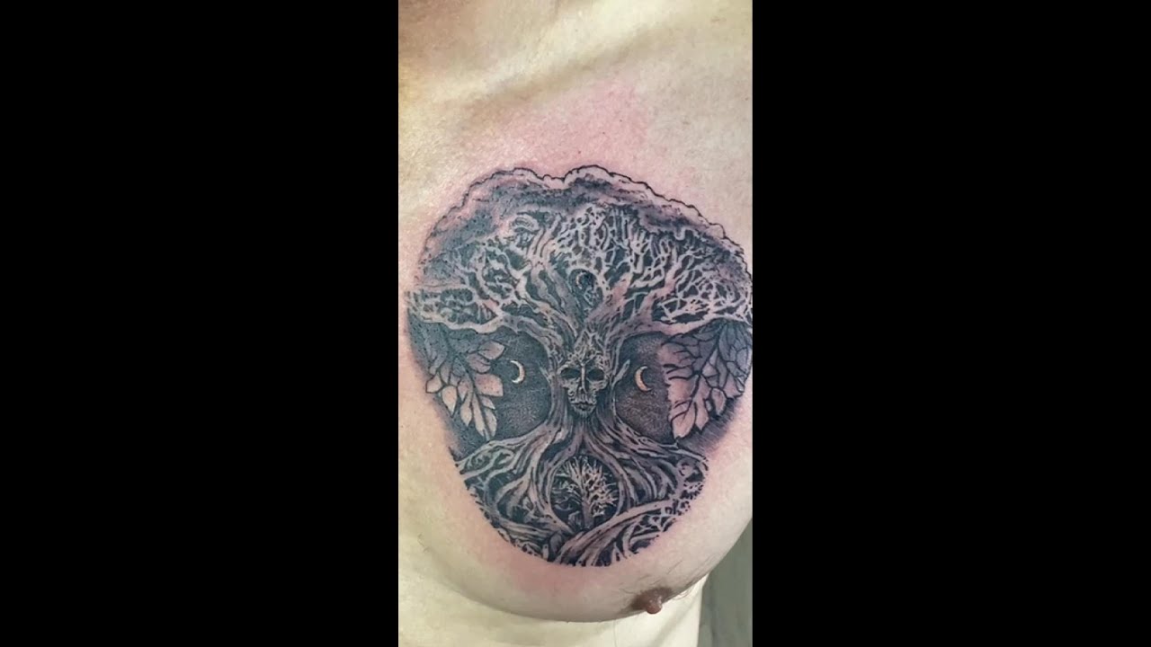 tattoo tree realism on chest