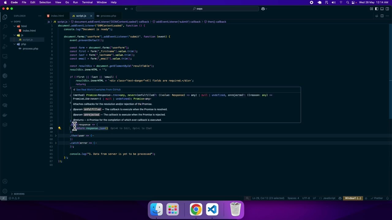 HTML Form with JavaScript Validation & PHP Backend