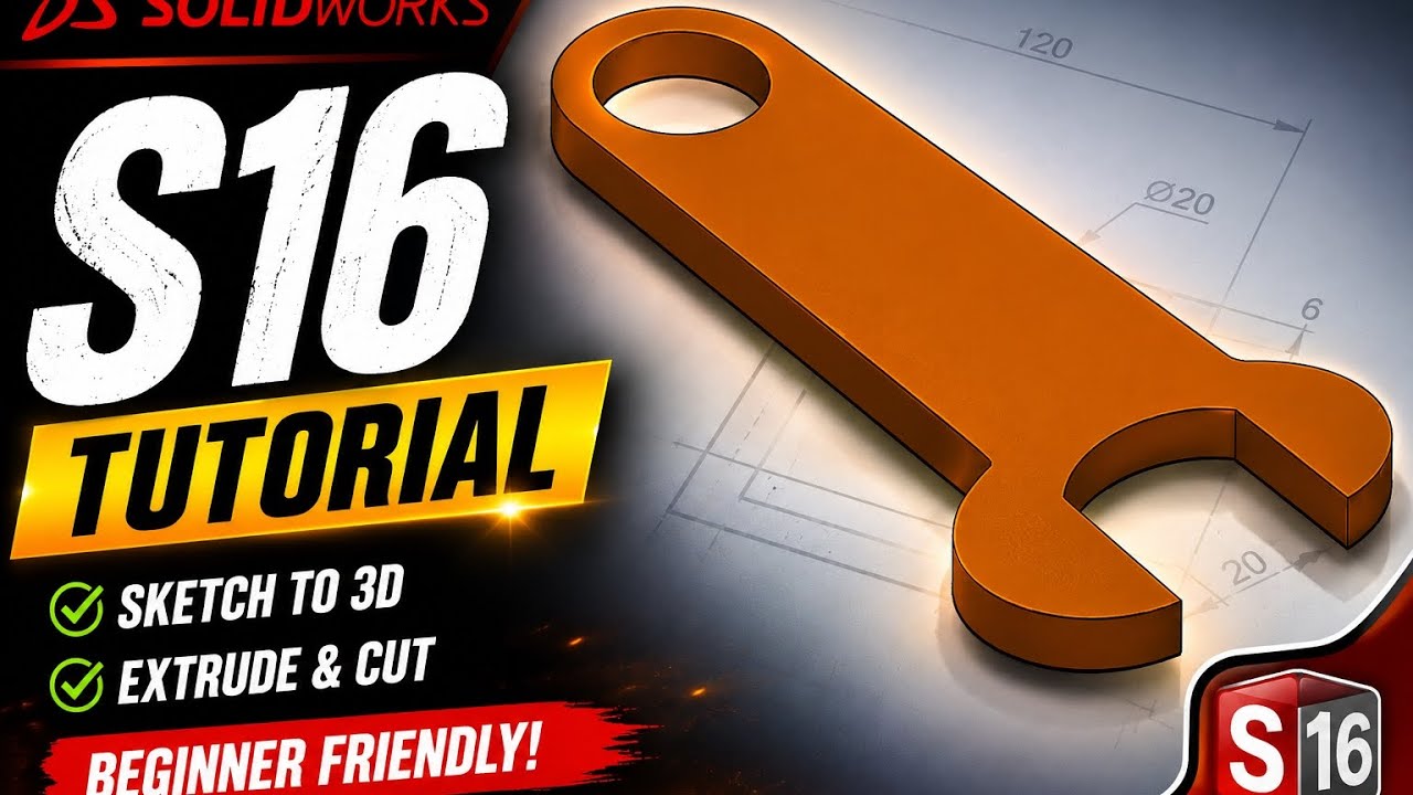 SOLIDWORKS S16 | Complete 3D Part Design Tutorial for Beginners