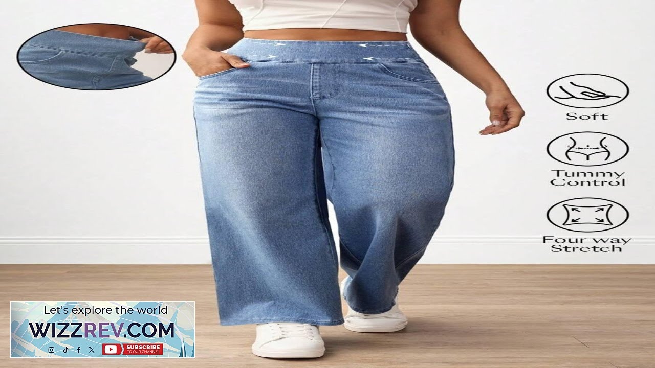 Flexra Women's Casual Washed High Waist Straight Leg Stretchy Knit Denim Apple